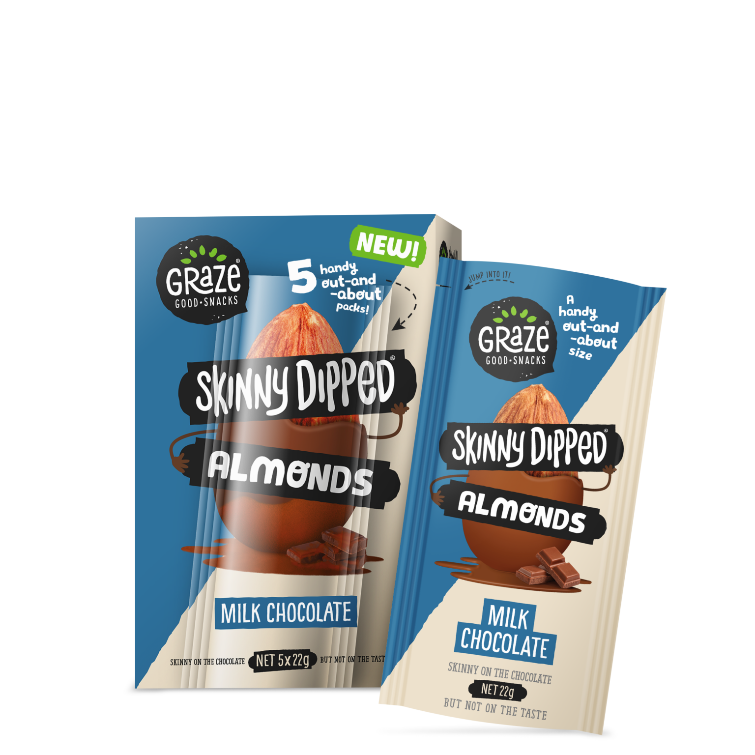 Multi pack Skinny Dipped Almonds Milk Chocolate 5 X 22g GRAZE
