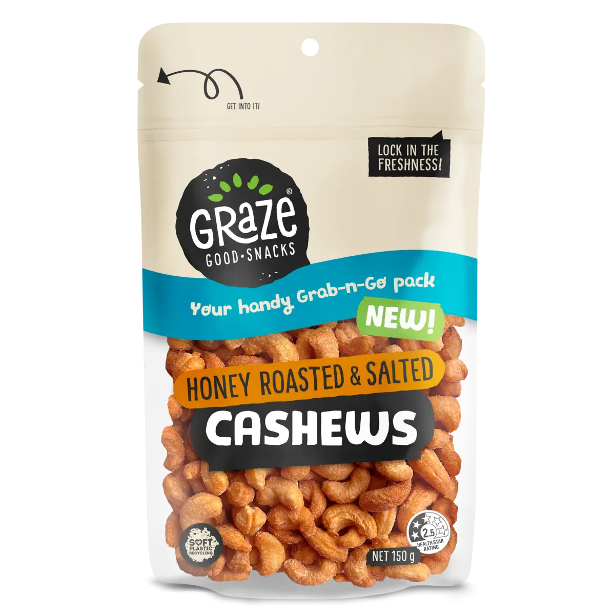 Honey Roasted & Salted Cashews - 150g - GRAZE