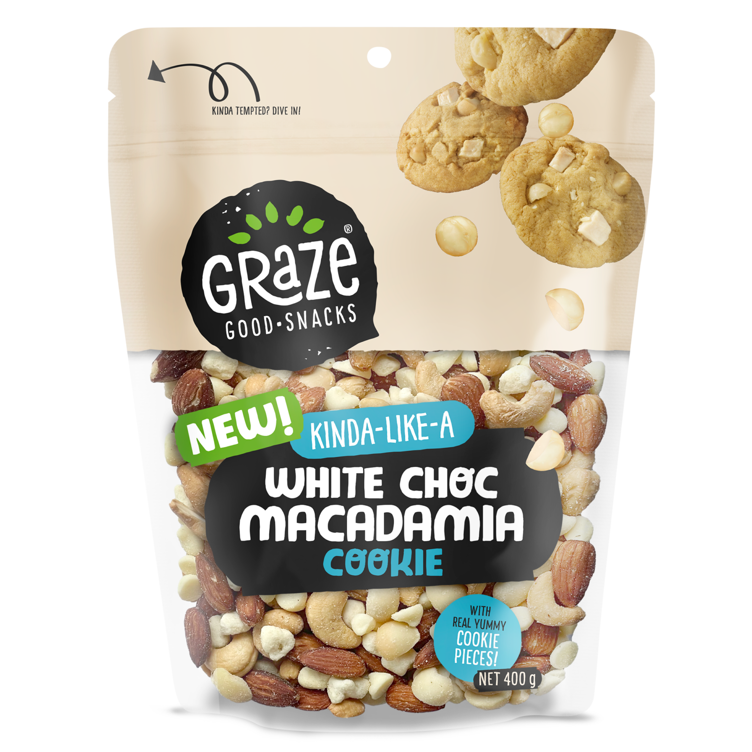 KINDA-LIKE-A White Choc Macadamia Cookie - 400g - GRAZE
