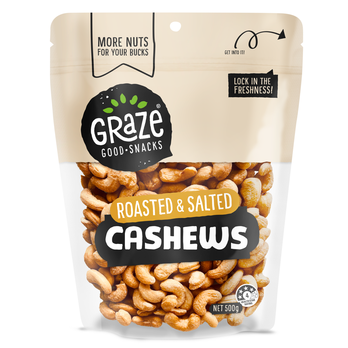 Roasted & Salted Cashews - 500g - GRAZE