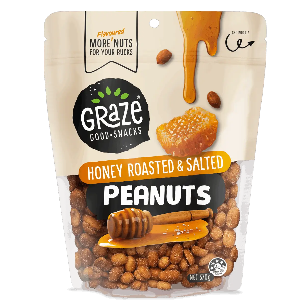 Honey Roasted & Salted Peanuts - 570g - GRAZE
